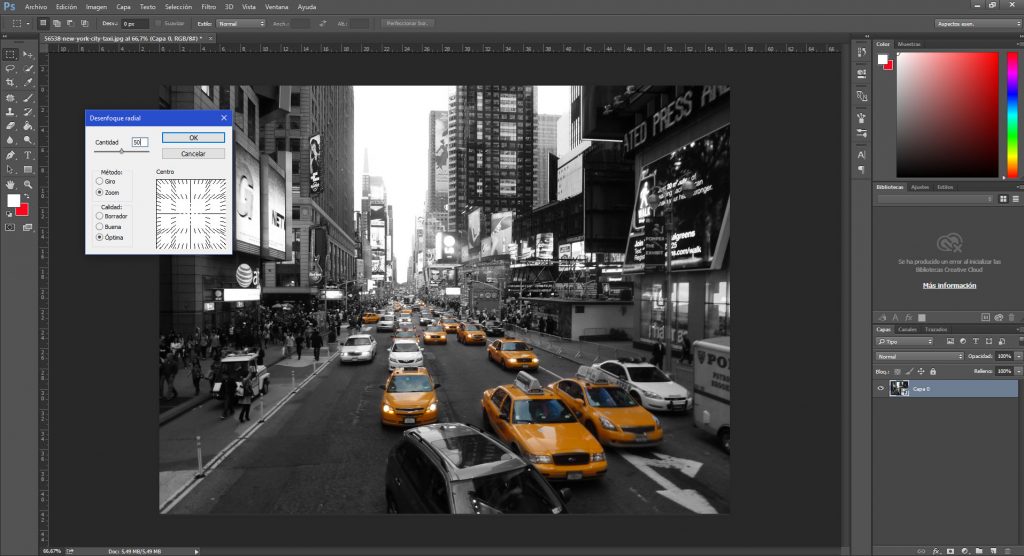 Efecto velocidad con desenfoque radial en Photoshop | Escape Digital